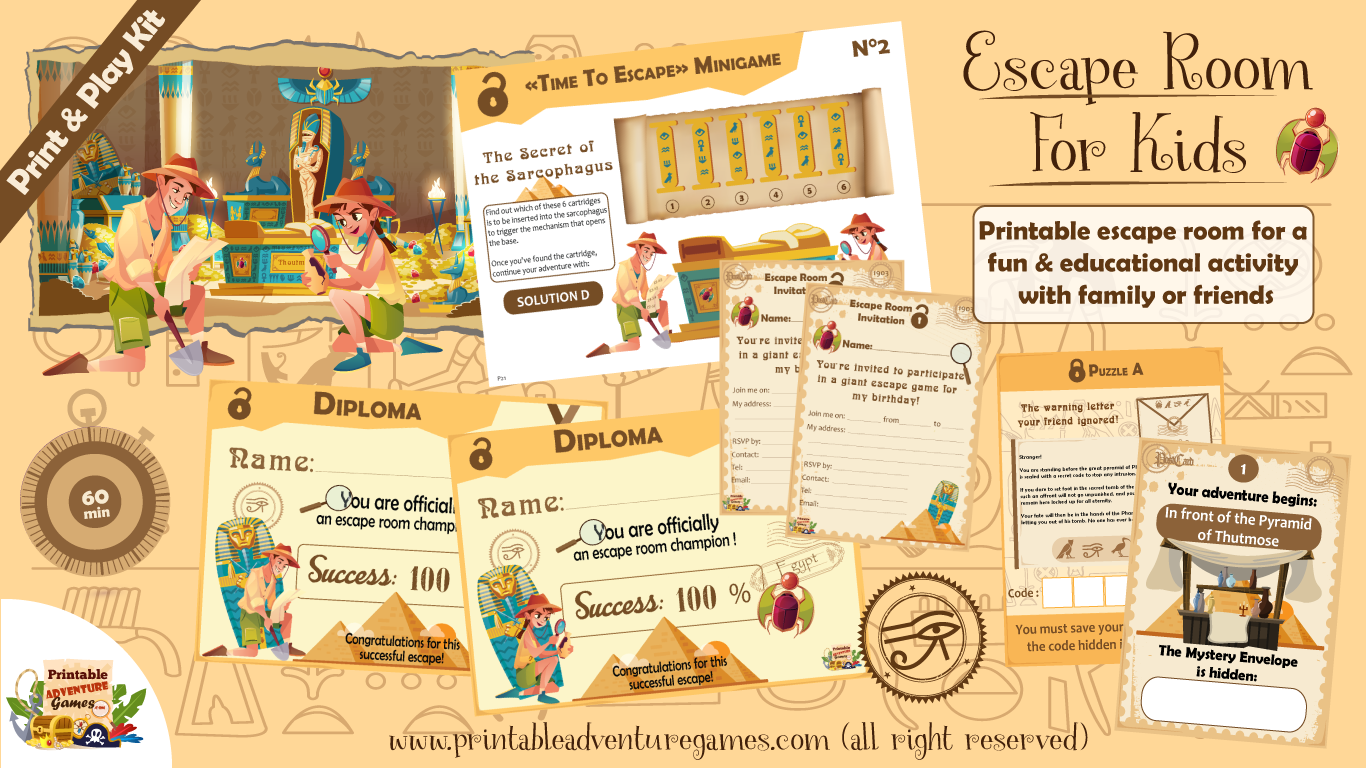 Escape Room Party for Kids at home - Printable games for kids
